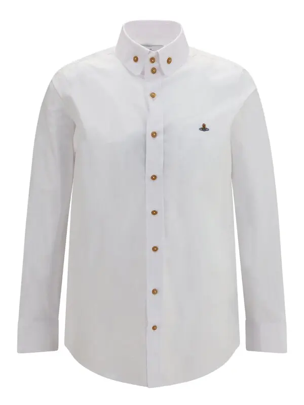 VIVIENNE WESTWOOD Orb Embroidered Cotton Shirt - White