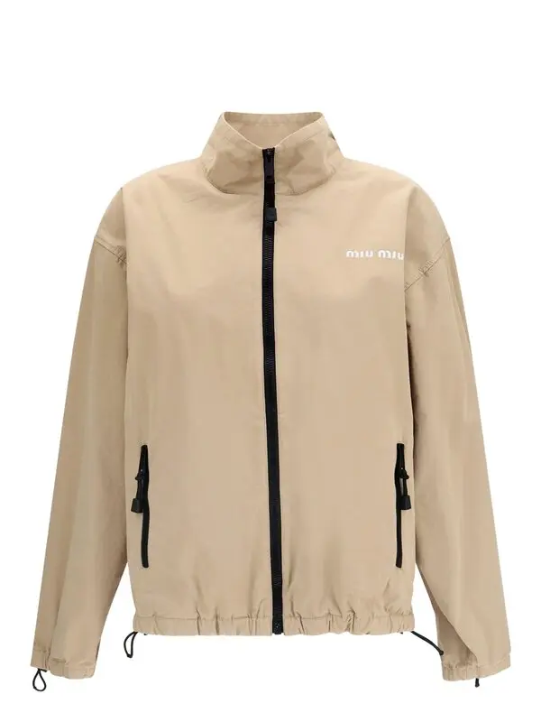Miu Miu Gabardine Zip Jacket - Beige