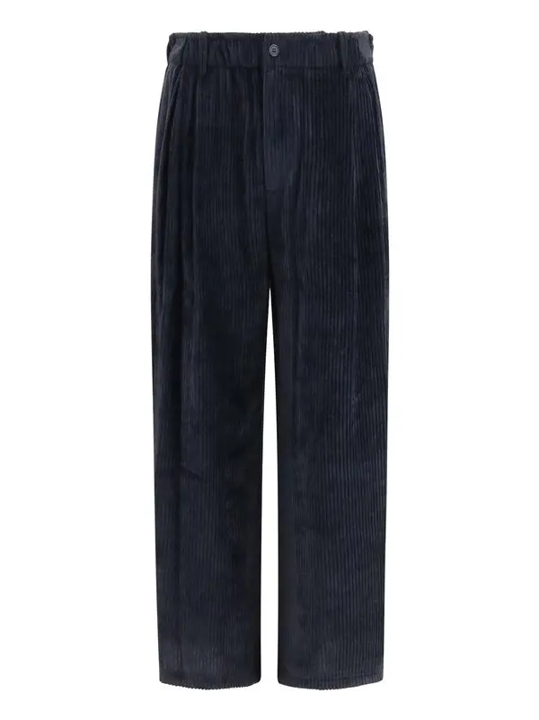 Giorgio Armani Wide-leg Ribbed Velvet Pants - Black