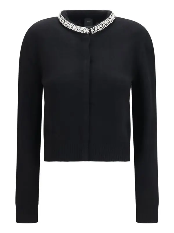 Pinko Colonia Cardigan With Jewel Collar - Black