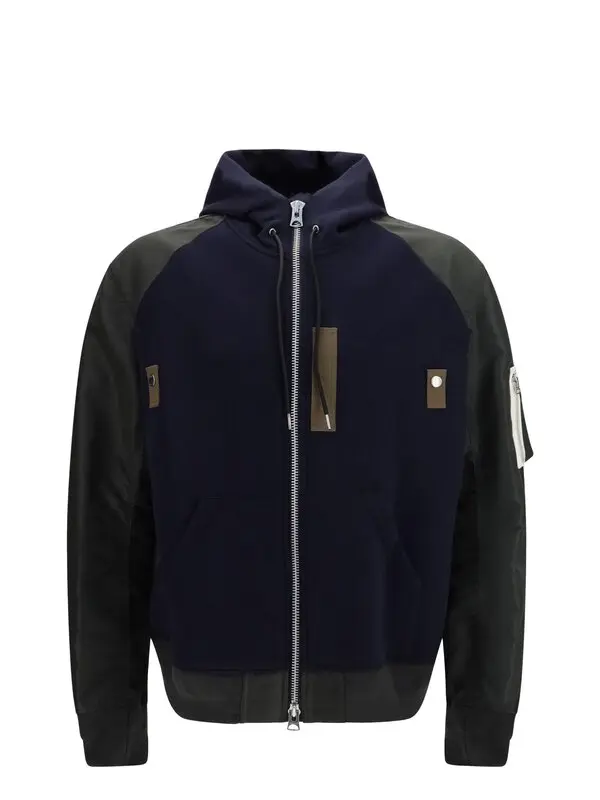 Sacai Cotton Blend And Twill Hoodie - Multicolour