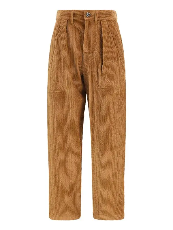 KRISTINA TI Corduroy Straight-leg Pants - Brown
