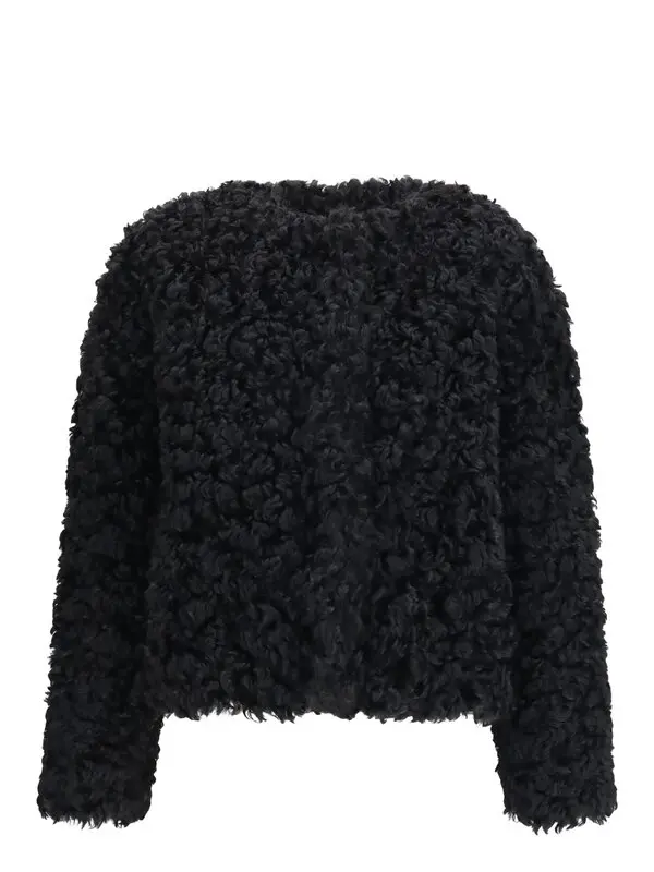KRISTINA TI Short Plush Coat - Black