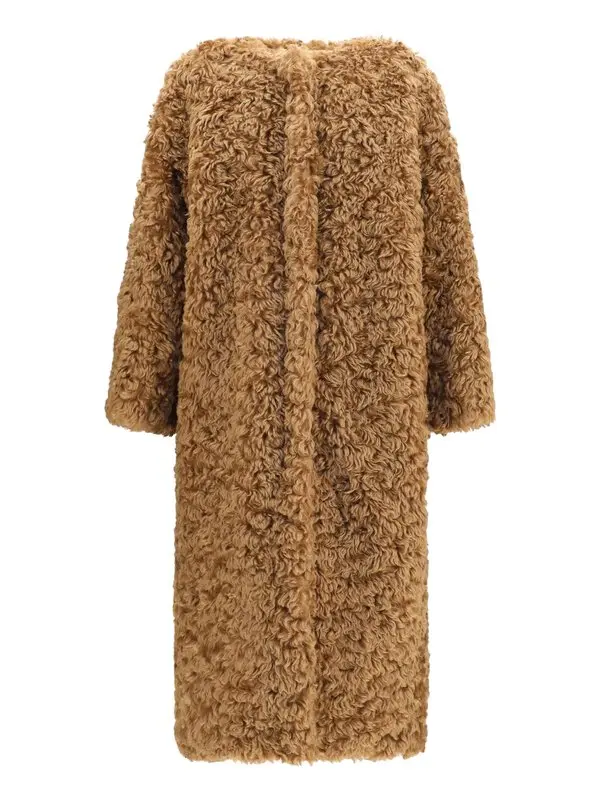 KRISTINA TI Long Plush Coat - Brown