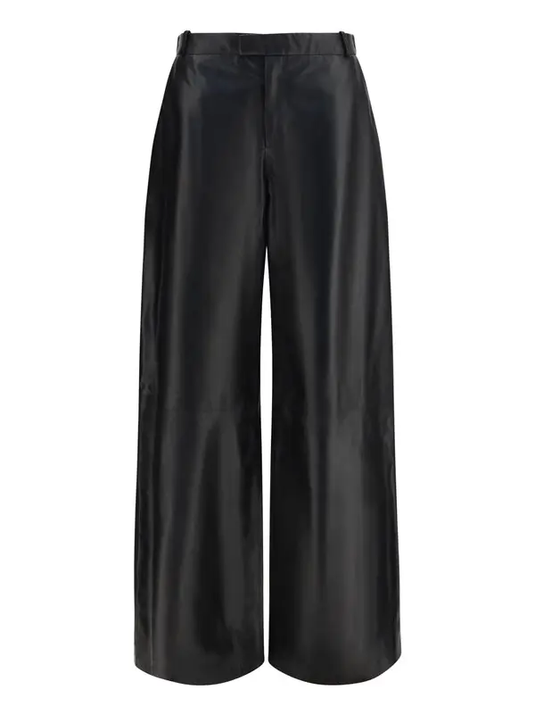 ARMA Leather Wide-leg Trousers - Black
