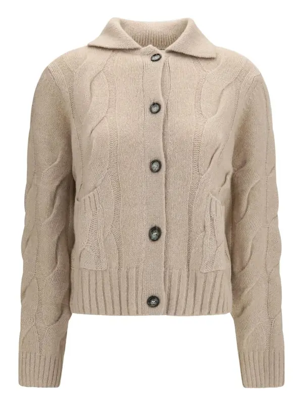 ALLUDE Cashmere And Silk Buttoned Sweater - Beige
