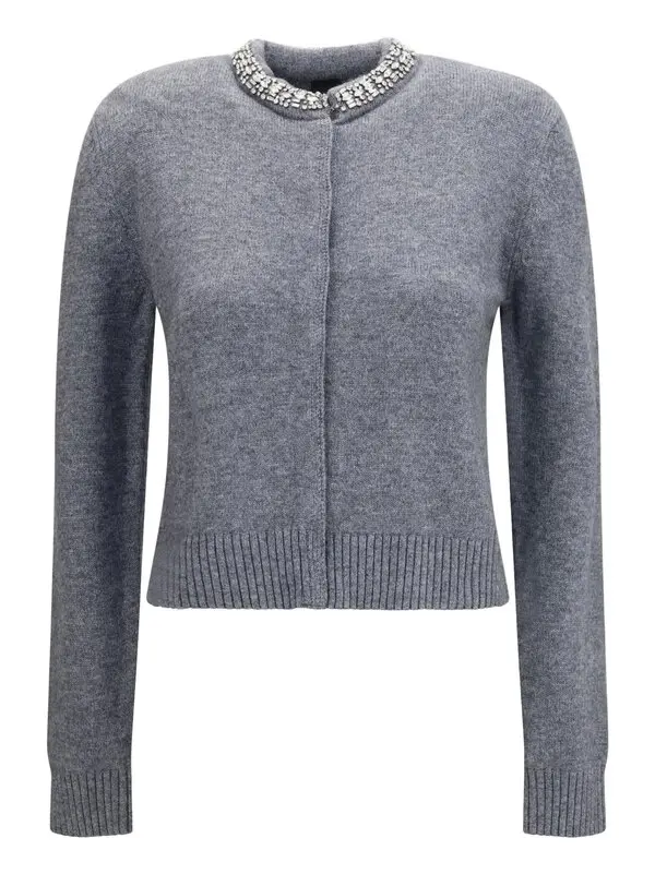 Pinko Colonia Cardigan With Jewel Collar - Grey