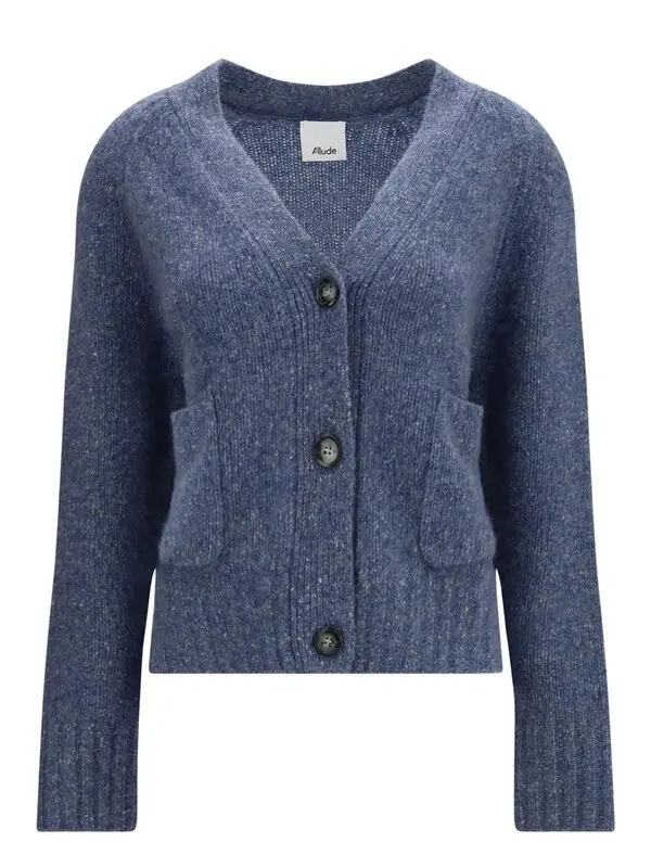 ALLUDE Cashmere V-neck Cardigan - Blue