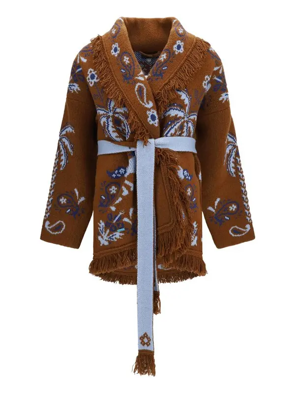 Alanui Island Root Cardigan With Belt - Brown