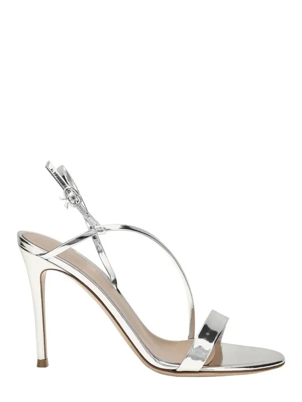 GIANVITO ROSSI Manhattan Metallic Leather Stiletto Sandals - Silver