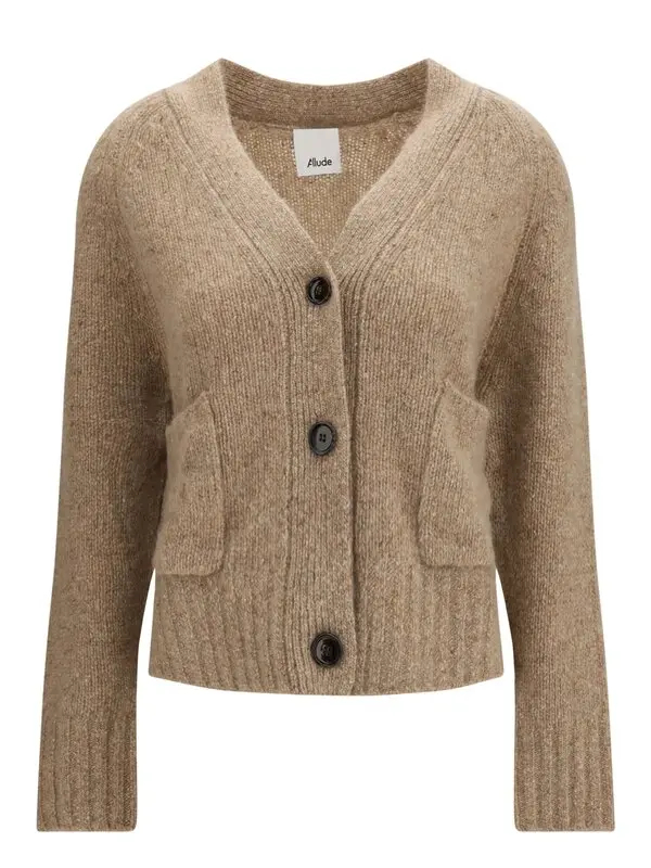 ALLUDE Cashmere V-neck Cardigan - Beige