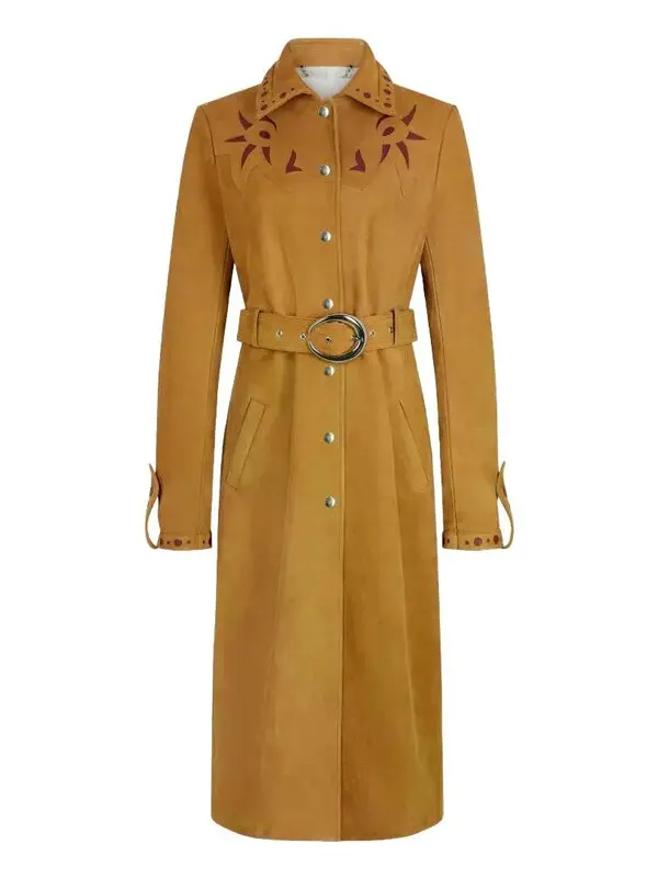 Rabanne Suede Trench Coat - Brown