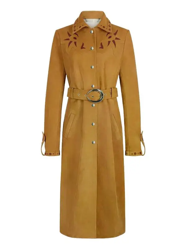 Rabanne Suede Trench Coat - Brown