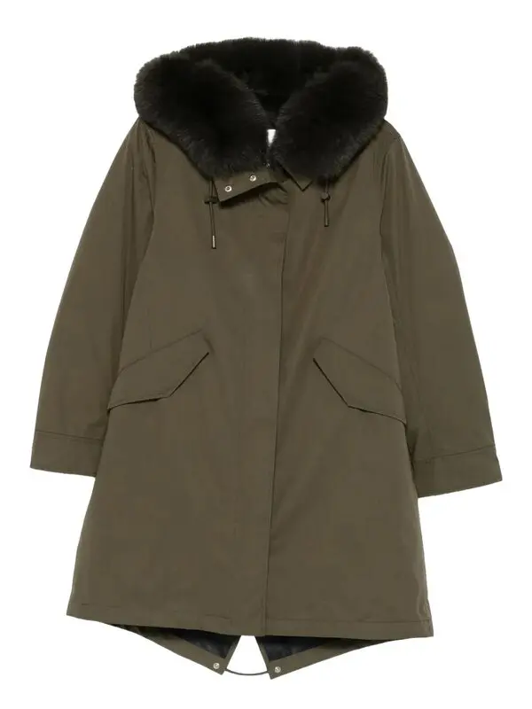 YVES SALOMON Fur Hood Long Parka - Green