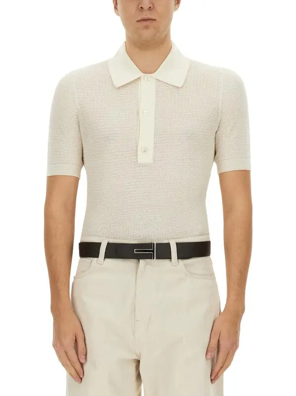 TOM FORD Cotton And Silk Polo Shirt - Ivory