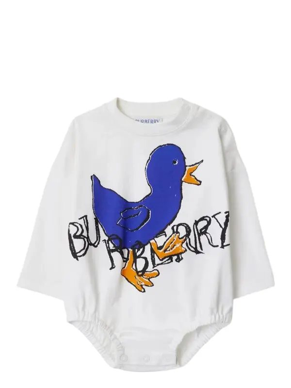 Burberry Cotton Duckling Print Bodysuit - White