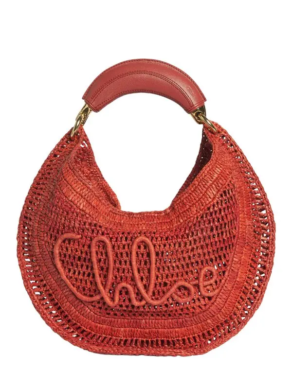 Chloé Raffia Banana Shoulder Bag - Brown