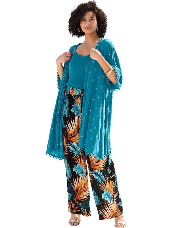 Roaman's Crochet Detailed Wrap - Deep Teal