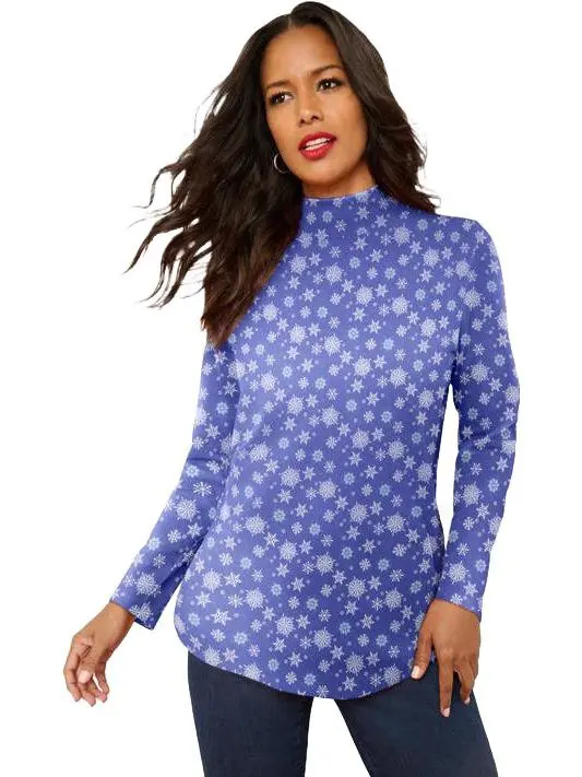 Roaman's Mockneck Tunic - Blue Falling Flakes