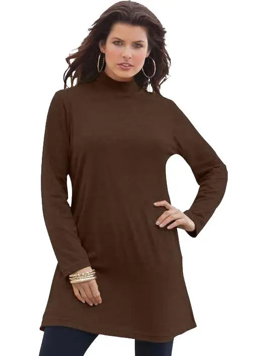Roaman's Mockneck Tunic - Chocolate