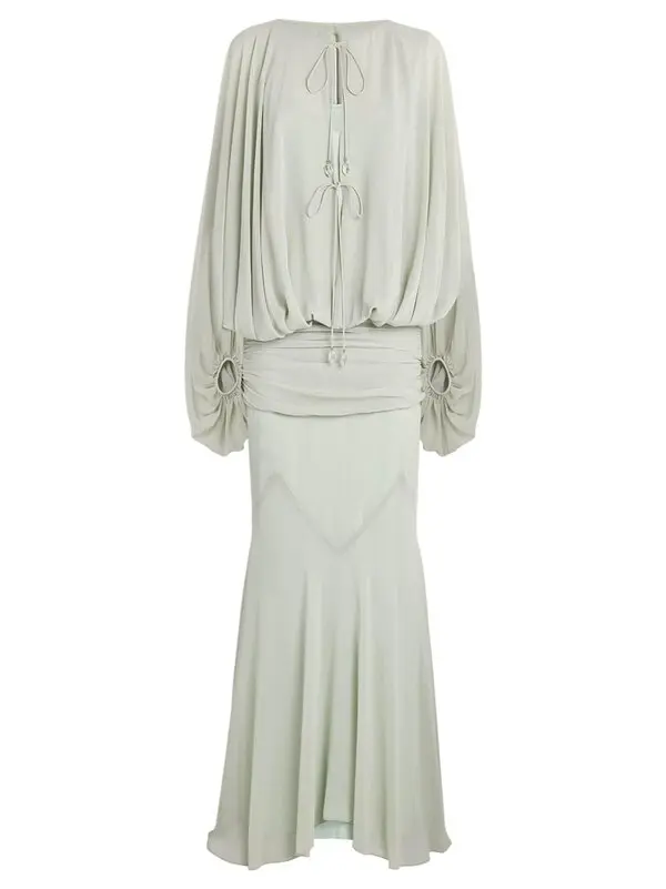 DE LA VALI Chiffon Eulalia Maxi Dress - Green