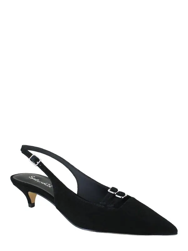 Splendid Vivi Pointed Toe Slingback Kitten Heel Pumps - Black