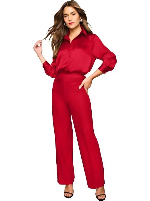 Roaman's Kate Satin Blouse - Vivid Red