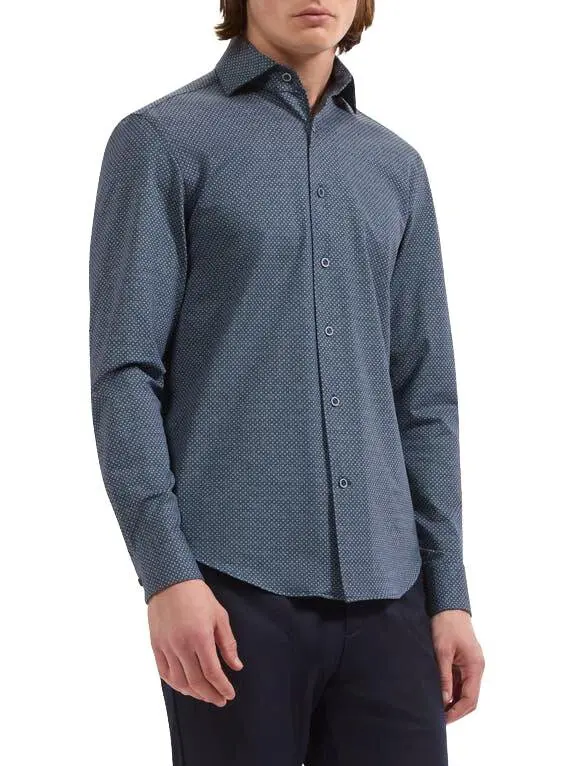 Bugatchi Devon Ooohcotton Tech Button-up Shirt - Navy