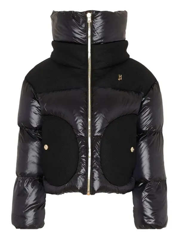 Herno Short Down Jacket With Metal Logo - Black