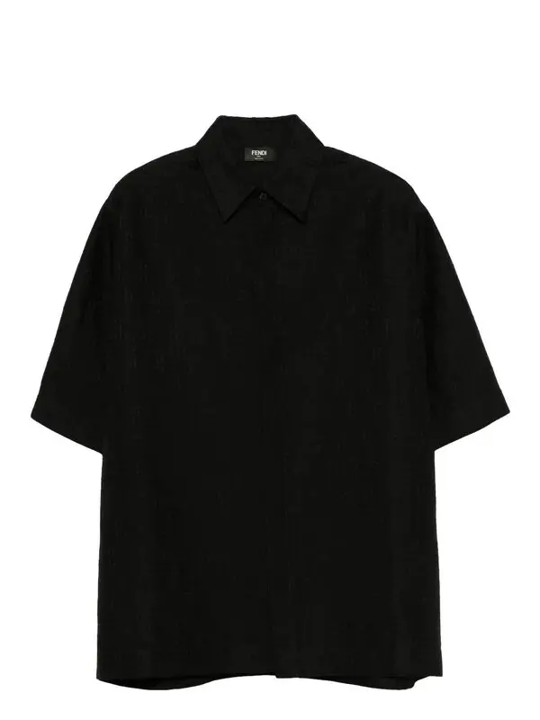 Fendi Linen Ff Jacquard Oversize Shirt - Black