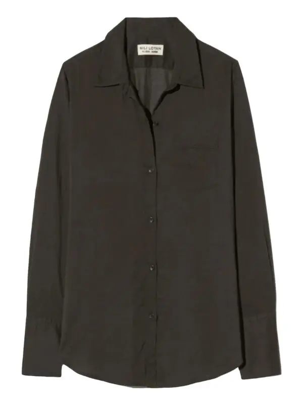 NILI LOTAN Lapel Collar Shirt With Long Sleeves And Rounded Hem - Black