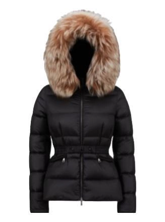 Moncler Boed Short Down Jacket With Removable Fur Trim - Black/beige