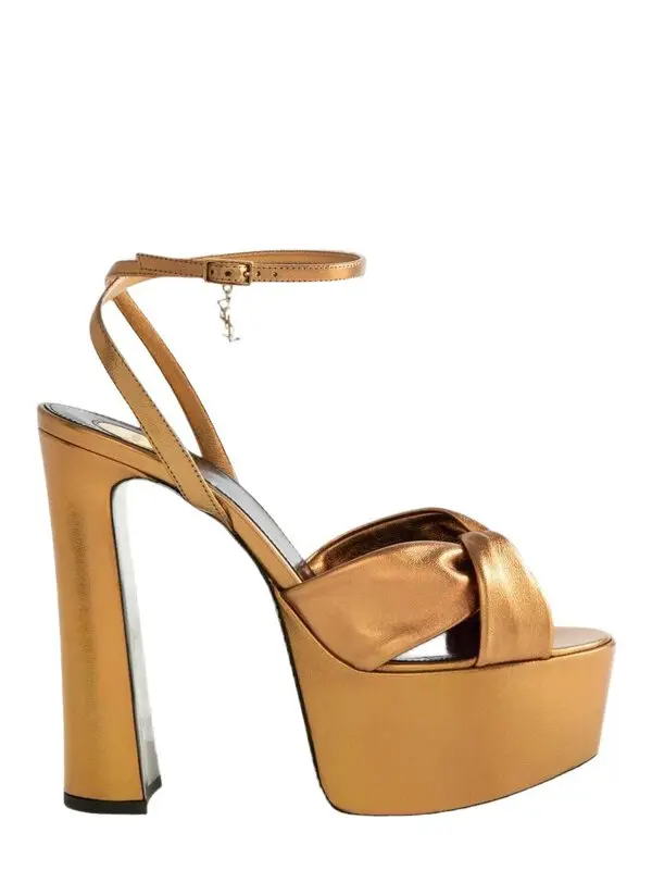 Saint Laurent Franciane 85 Metallic Platform Sandals - Brown