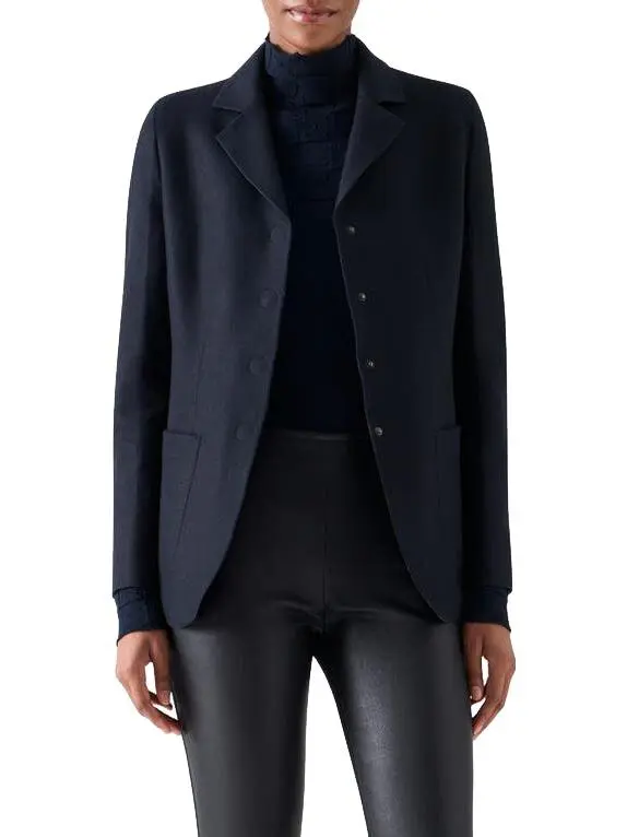 Akris Double Knit Jersey Tailored Blazer - Navy