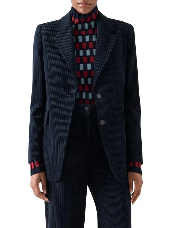 Akris Soft Techno Corduroy Tailored Jacket - Navy