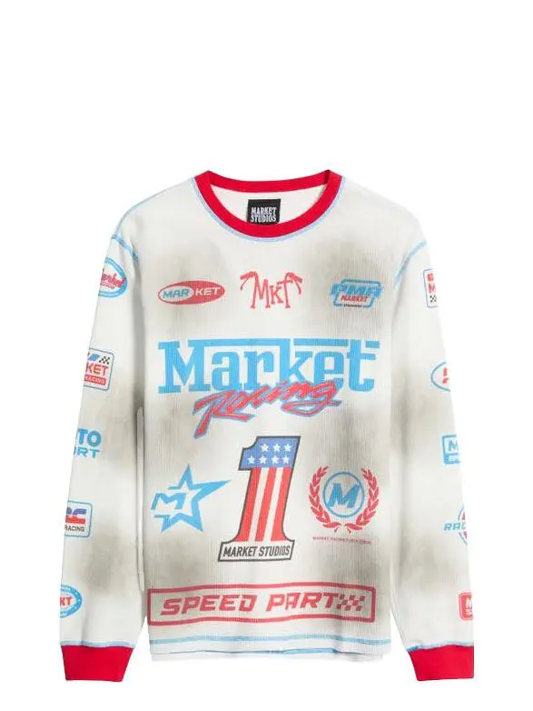 MARKET Racing Graphic Thermal Long Sleeve Shirt - White