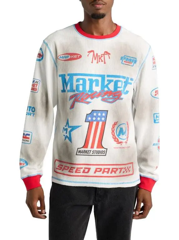MARKET Racing Graphic Thermal Long Sleeve Shirt - White