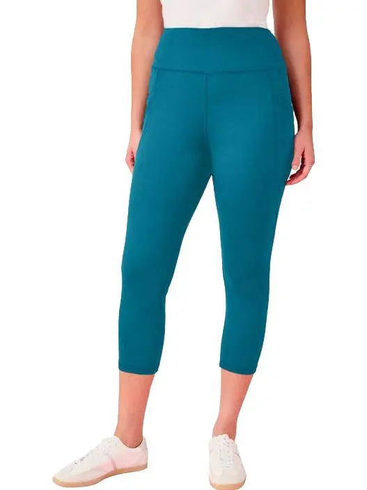 Roaman's Soft Sculpt Side Pocket Capri Legging - Deep Teal