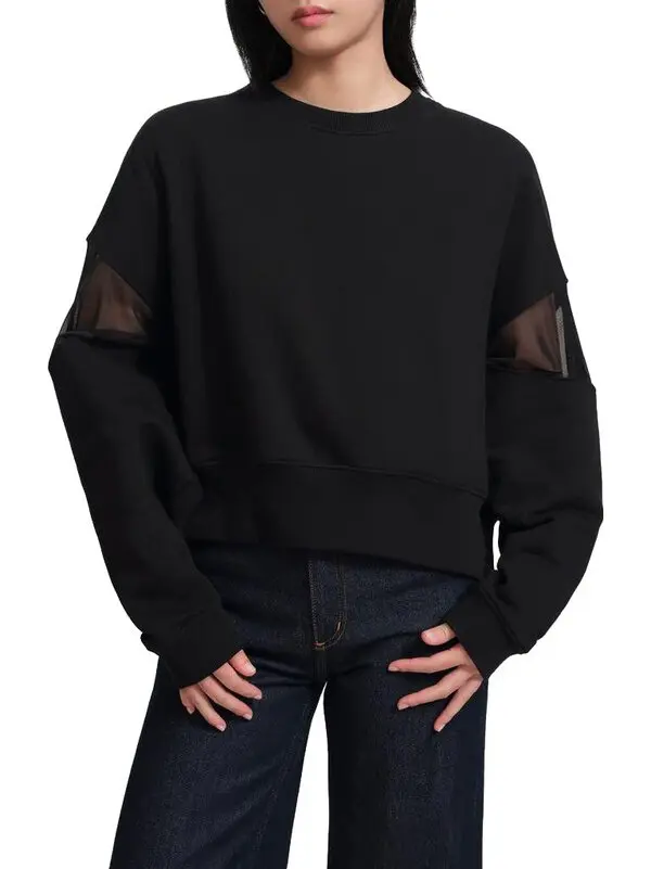 MARCELLA Iara Sheer Mesh Sleeve Sweatshirt - Black