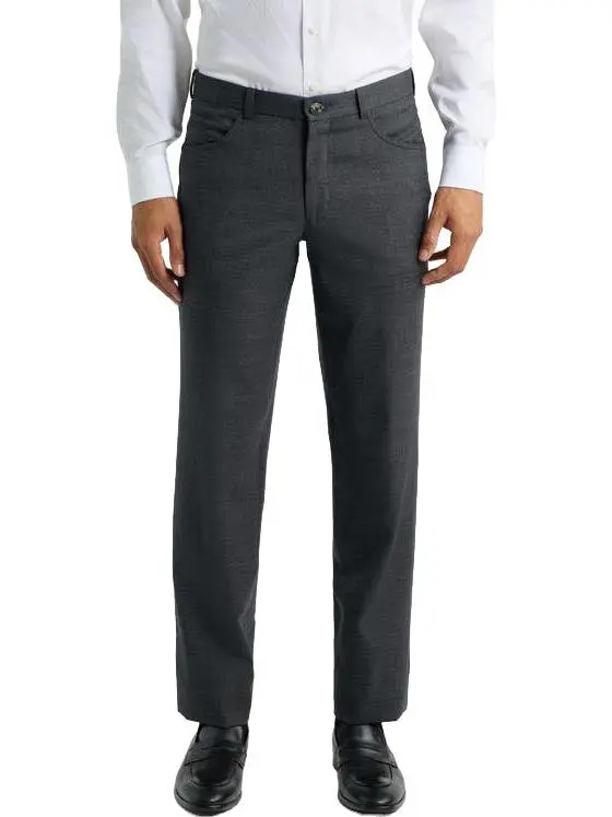 JACK VICTOR Melange Stretch Wool Pants - Grey