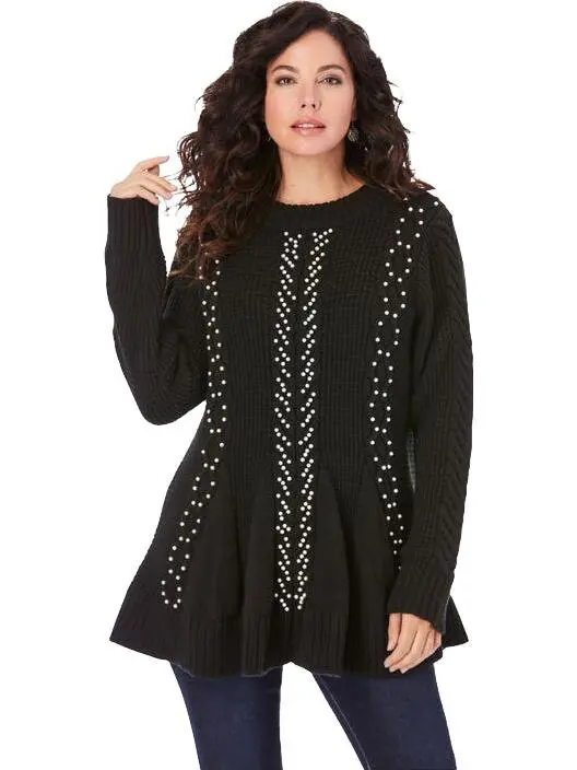 Roaman's Fit And Flare Sweater - Black