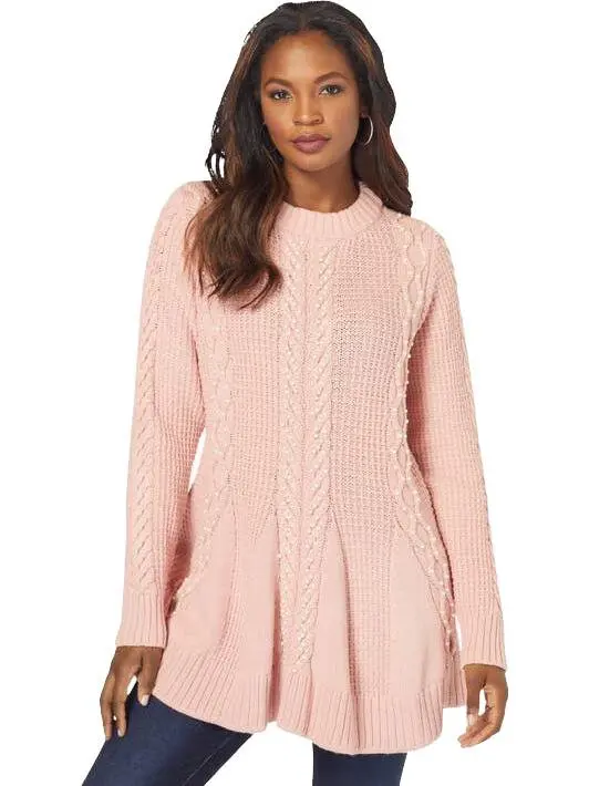Roaman's Fit And Flare Sweater - Soft Blush
