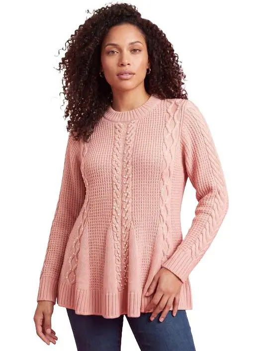 Roaman's Embellished Fit And Flare Sweater - Soft Blush