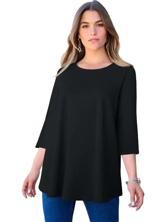 Roaman's Ultimate Three Quarter Sleeve Swing Tee - Black