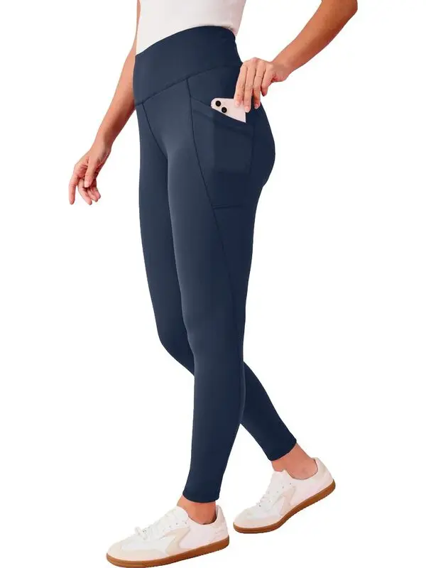 Roaman's Soft Sculpt Side Pocket Legging - Navy