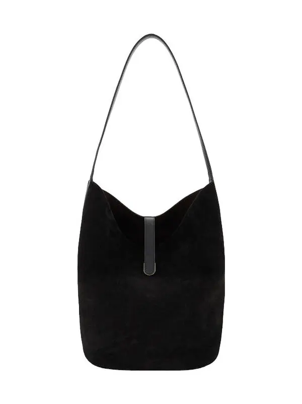 Vince Eris Large Suede Bucket Bag - Black