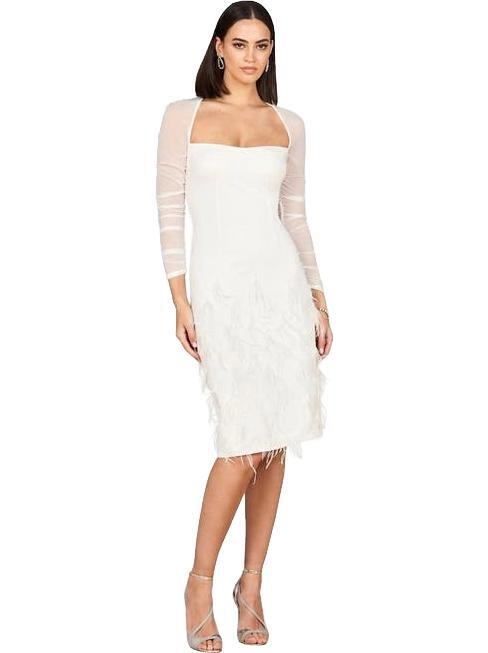 LARA NEW YORK Beaded Faux-wrap V-neck Bridal Gown - Ivory