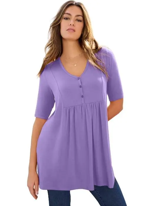 Roaman's Henley Swing Tunic - Light Turq