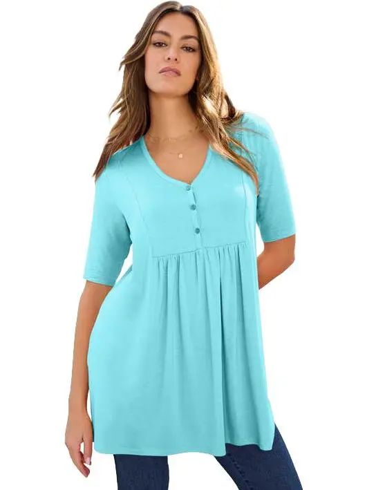Roaman's Henley Swing Tunic - Light Turq