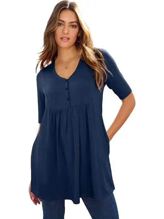 Roaman's Henley Swing Tunic - Navy